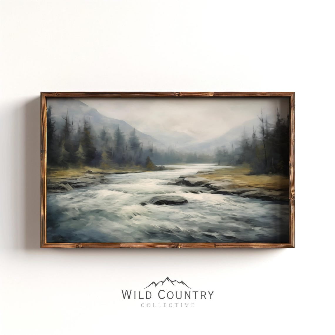 Modroom Rushing River Poster Vintage Montana Landscape Rustic Cabin ...
