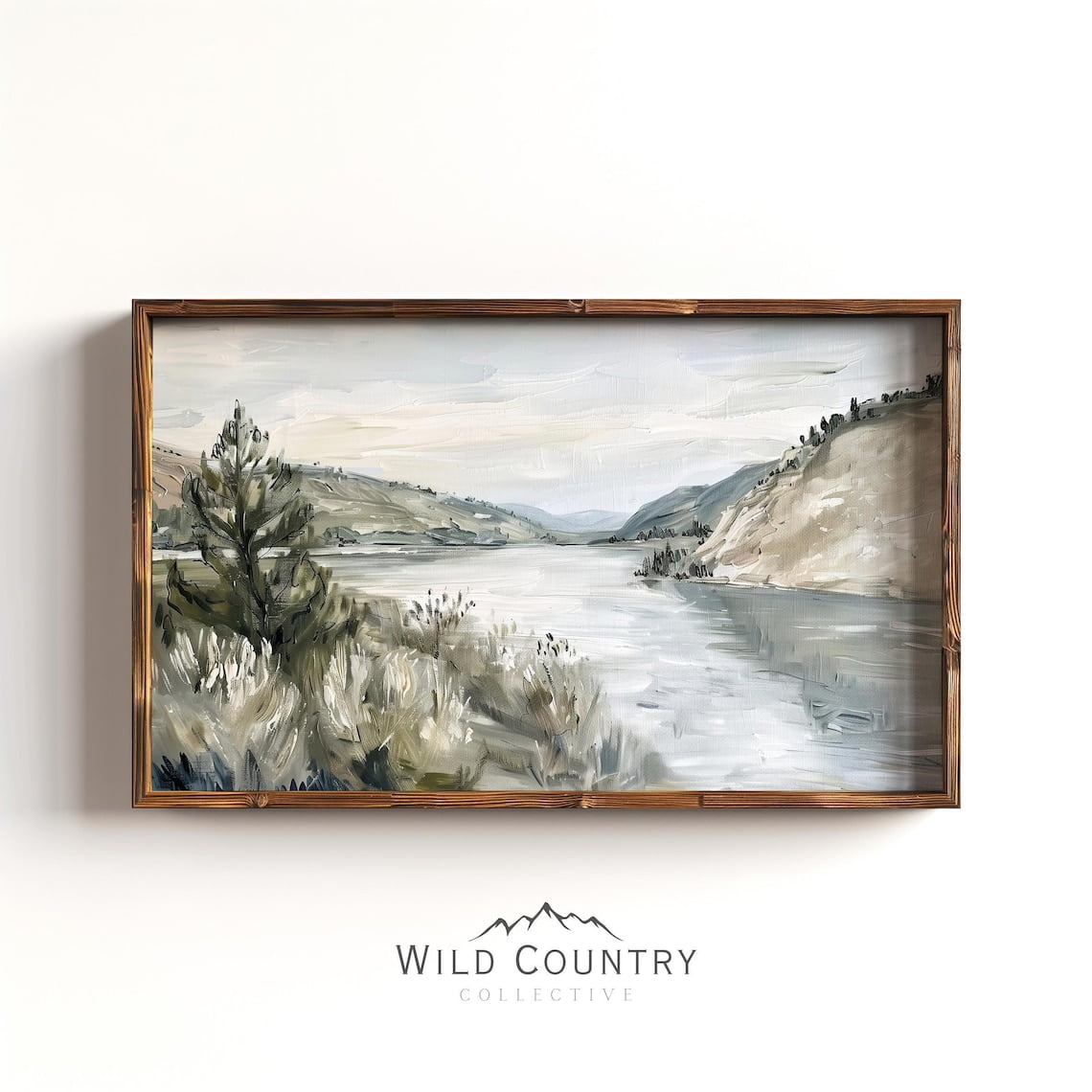 Modroom Rushing River Poster Vintage Mountain Landscape Rustic Cabin ...