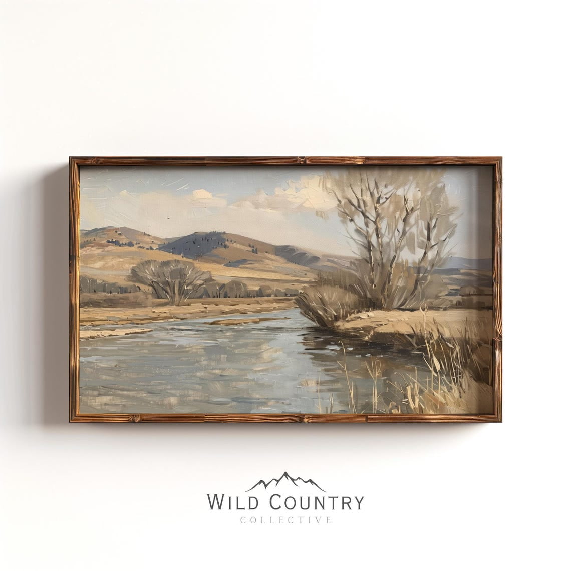 Modroom Rushing River Poster Vintage Mountain Landscape Rustic Cabin ...