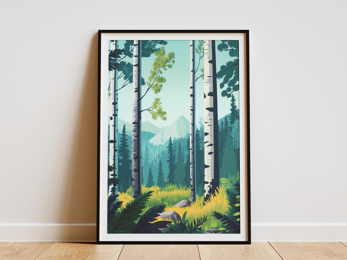 Modroom Russian Federation Komi Forest Birch Trees Poster Print Nature ...