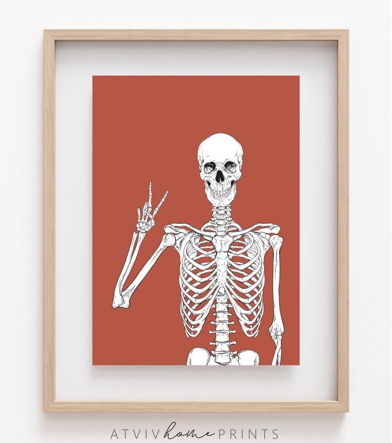 Modroom Rust Orange Skeleton Poster – Boho Winter Holiday Wall Art ...