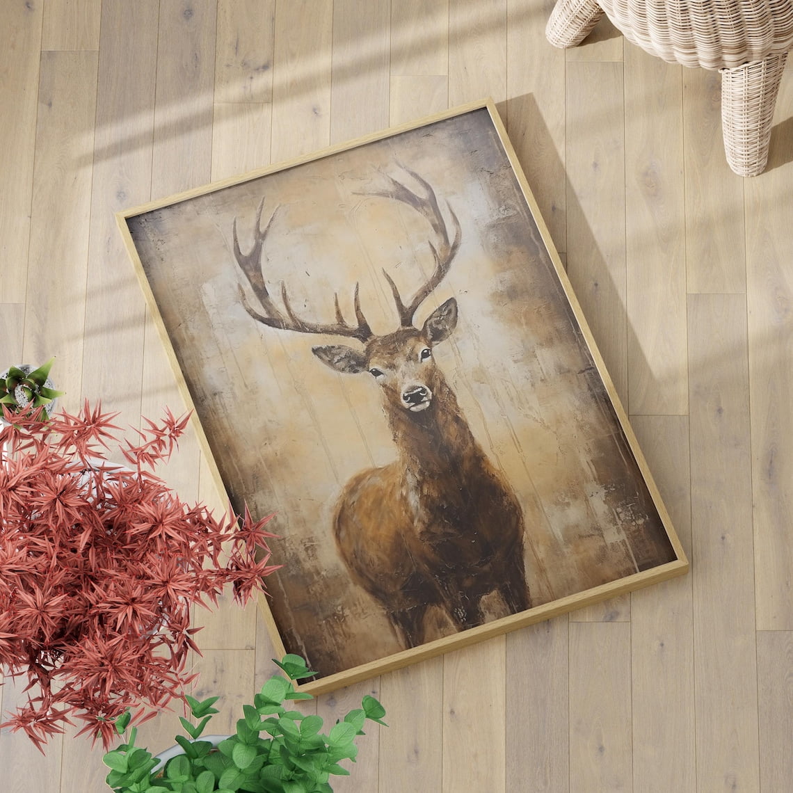 Modroom Rustic And Vintage Deer Wall Art Print, Realistic Woodland ...