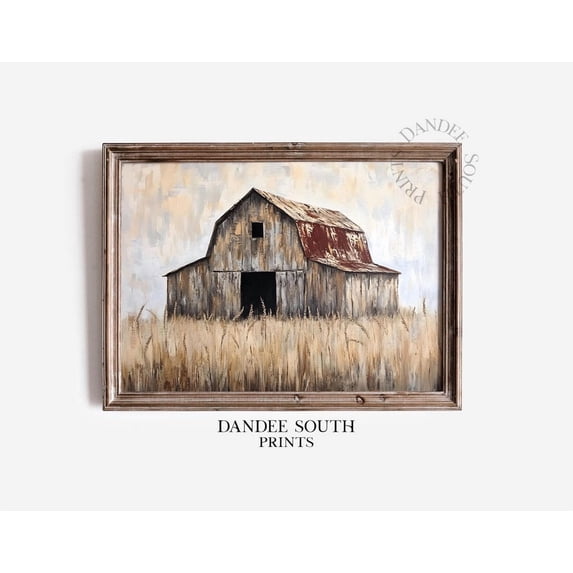 Modroom Rustic Barn Poster, Vintage Farm Landscape Wall Art, Modern ...
