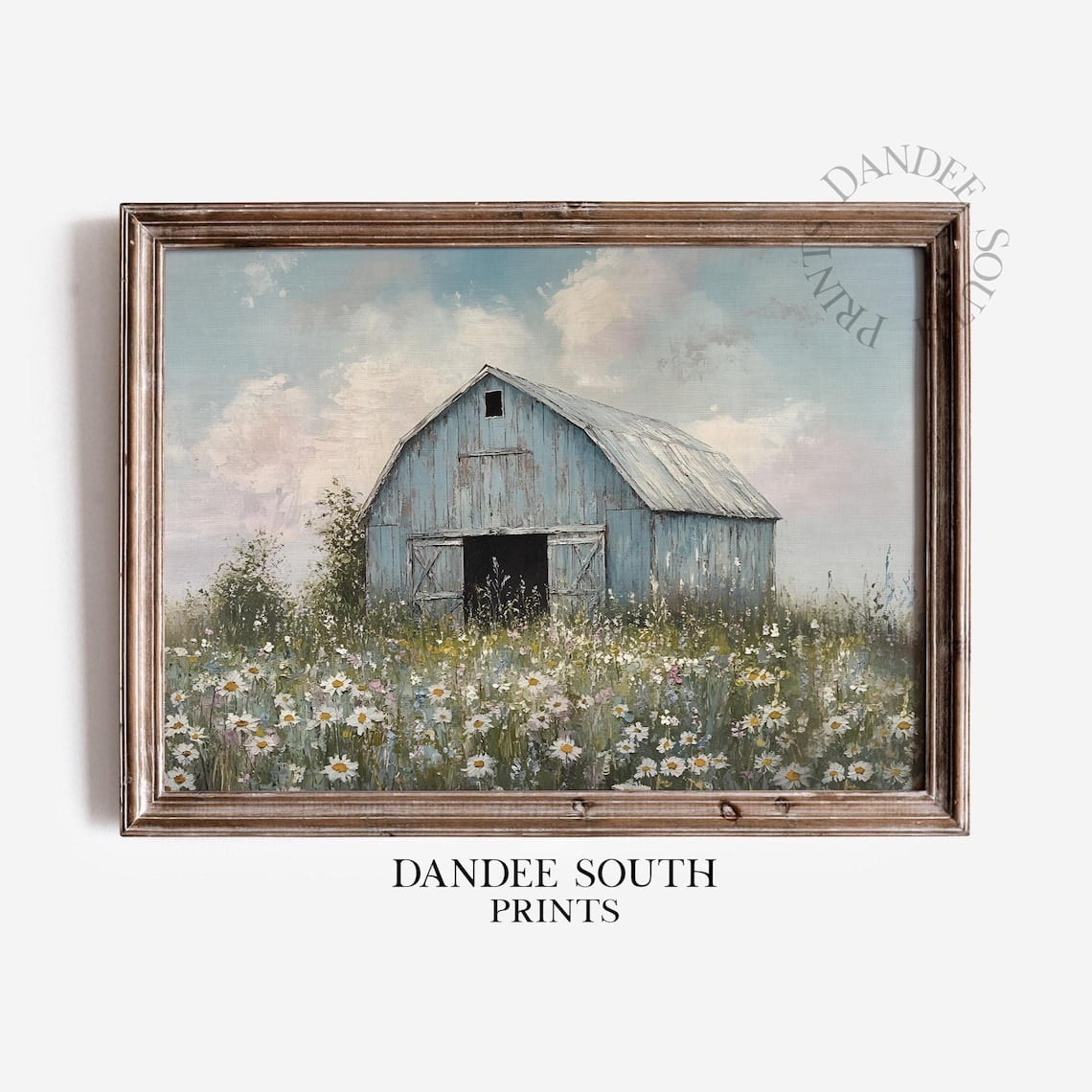 Modroom Rustic Blue Barn Poster, Vintage Rural Landscape Wall Art ...