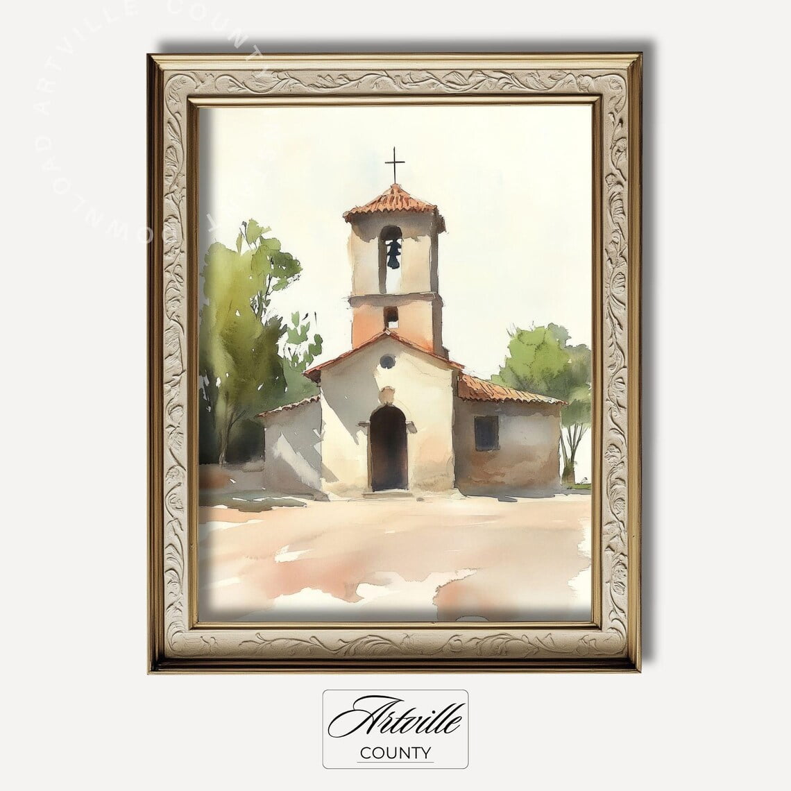 Modroom Rustic Church, European Chapel Wall Art, Minimal Country ...