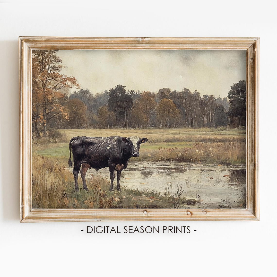 Modroom Rustic Cow Print, Autumn Landscape, Rural Scene, Modern Wall ...