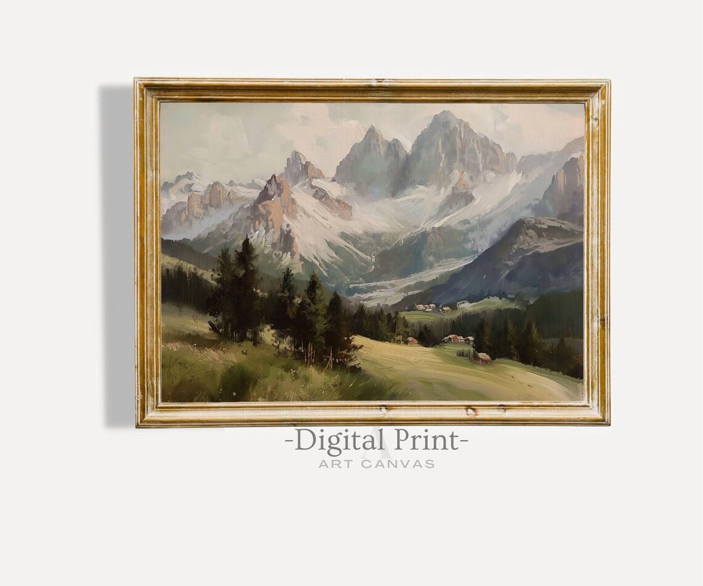 Modroom Rustic Mountain Painting I Vintage Landscape I Farmhouse I ...