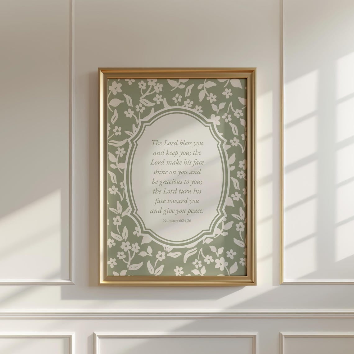 Modroom Sage Green Christian Wall Art The Lord Bless You Print Vintage ...
