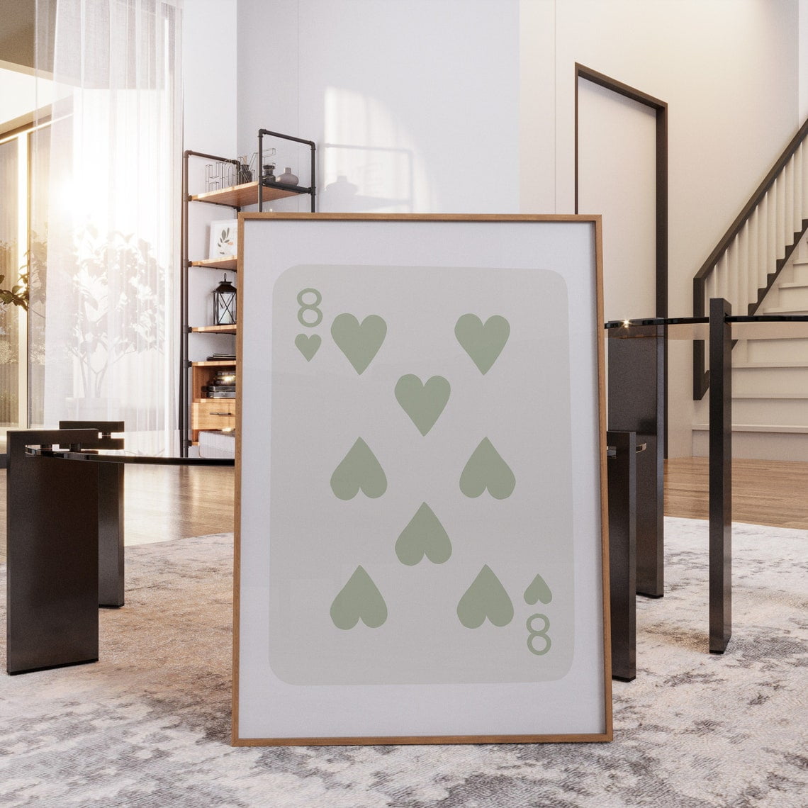 Modroom Sage Green Wall Art Play Card Wall Art Trendy Wall Art Green ...