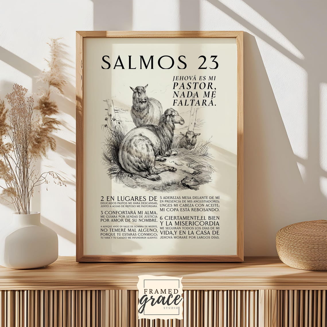 Modroom Salmos- Psalm 23 Vintage Poster Sheep Scripture Wall Art ...