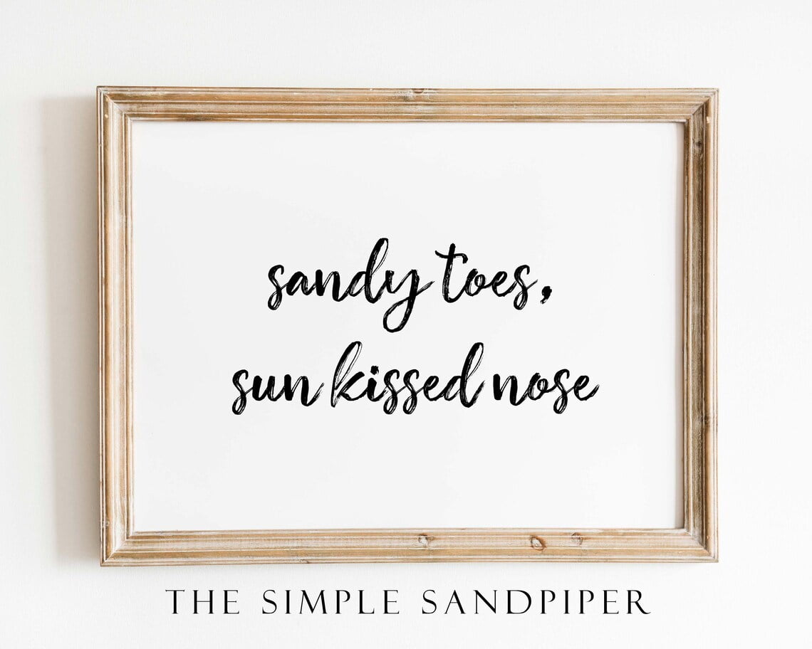 Modroom Sandy Toes, Sun Kissed Nose, Black And White Script Wall Art ...