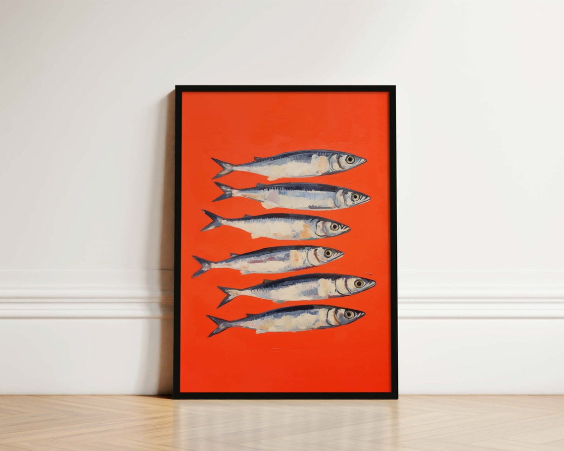 Modroom Sardines Kitchen Print, Sardine Print, Kitchen Prints, Fish ...
