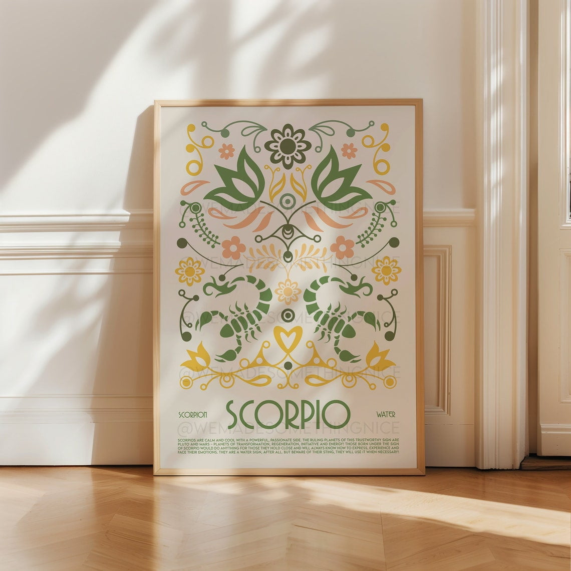 Modroom Scorpio Poster, Horoscope Print, Astrological Wall Art, Boho ...