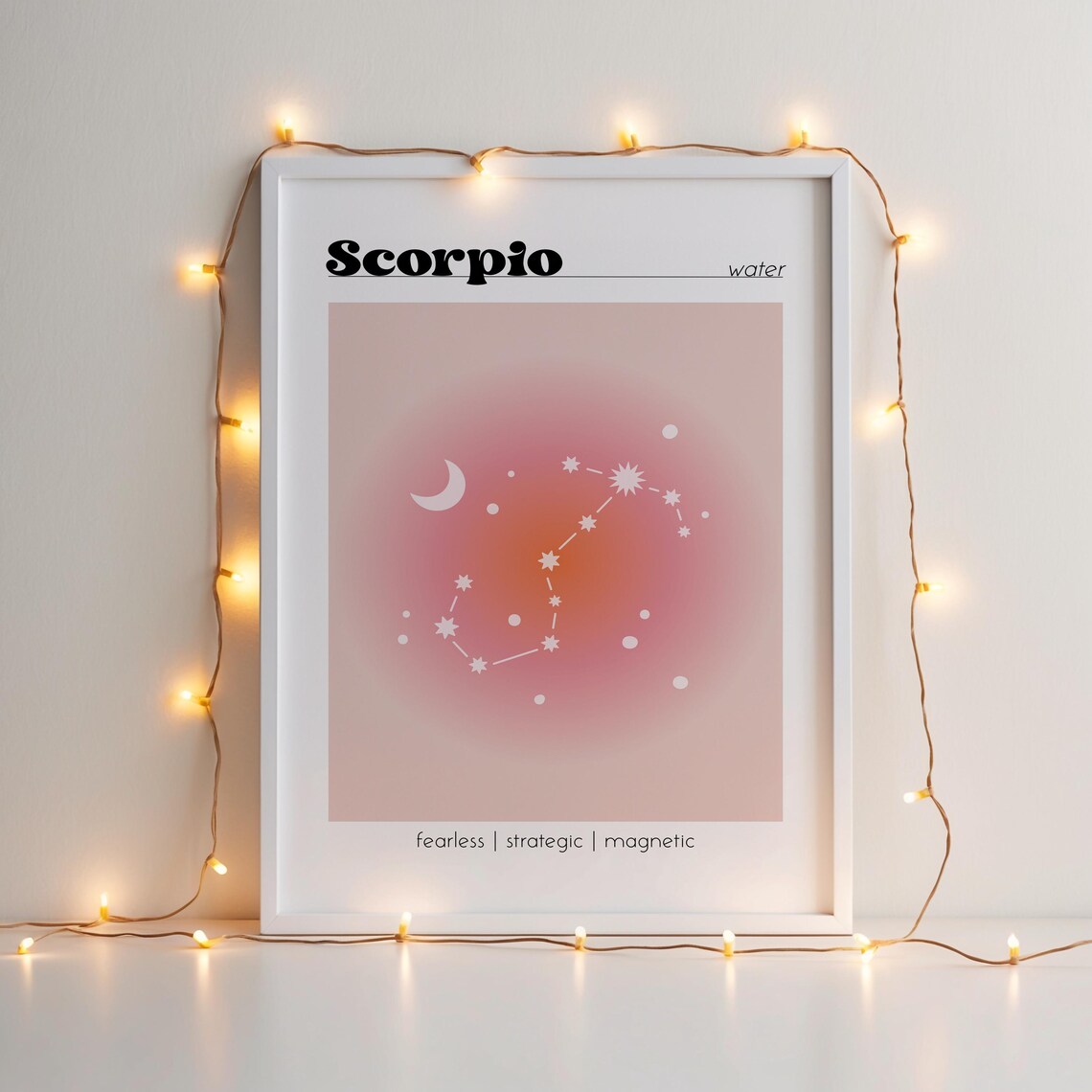 Modroom Scorpio Zodiac Sign Aura Wall Art | Pink Water Sign ...
