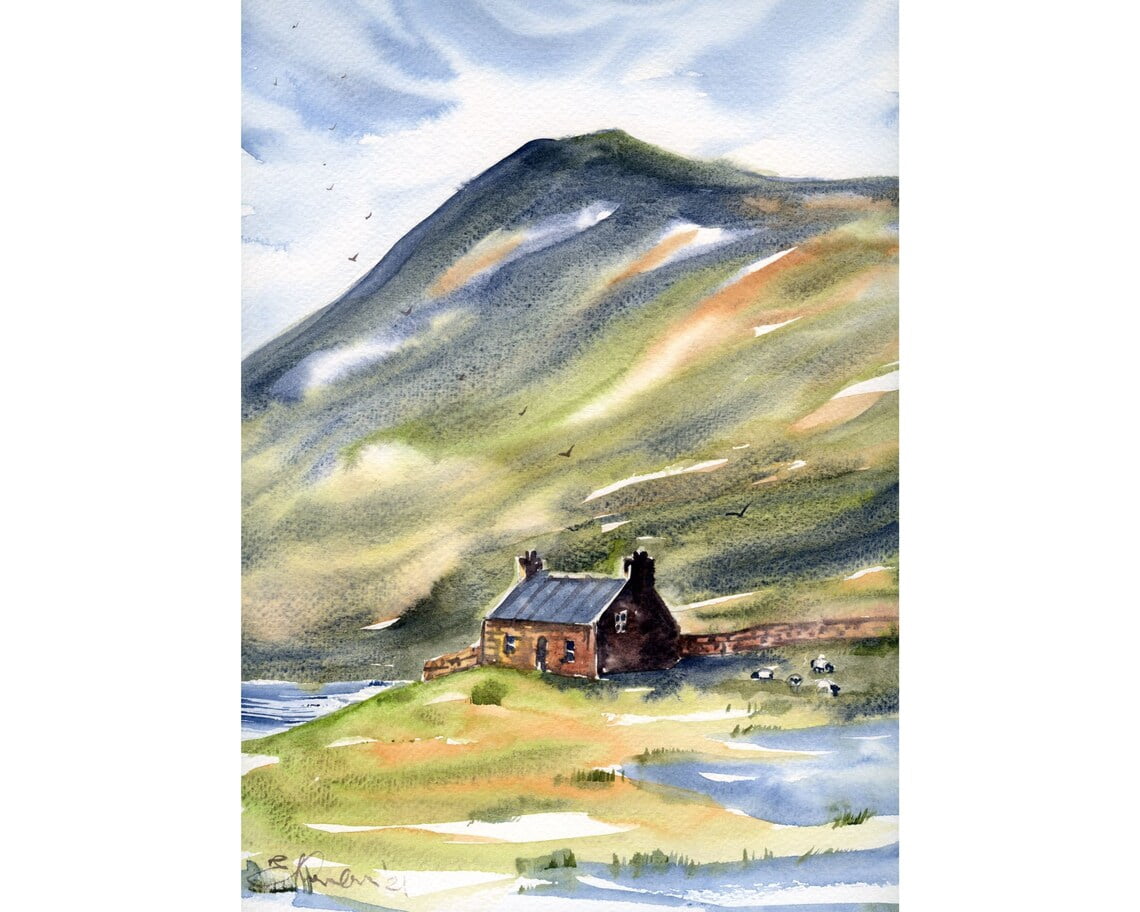 Modroom Scotland Original Art Scottish Hills Original Painting Cottage ...