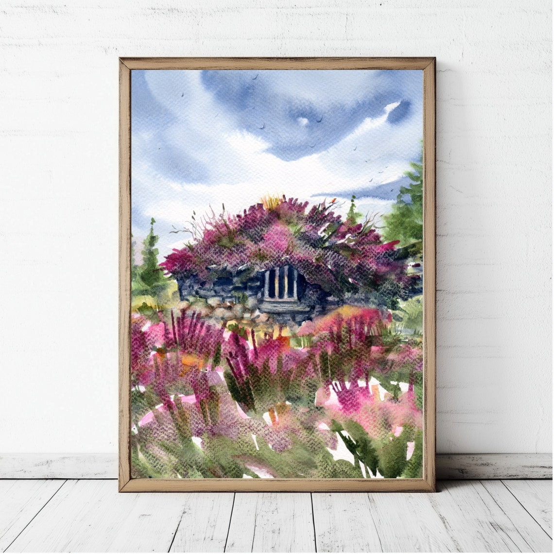 Modroom Scotland Painting Cottage Art Large Print Cabin Flower Wall Art ...