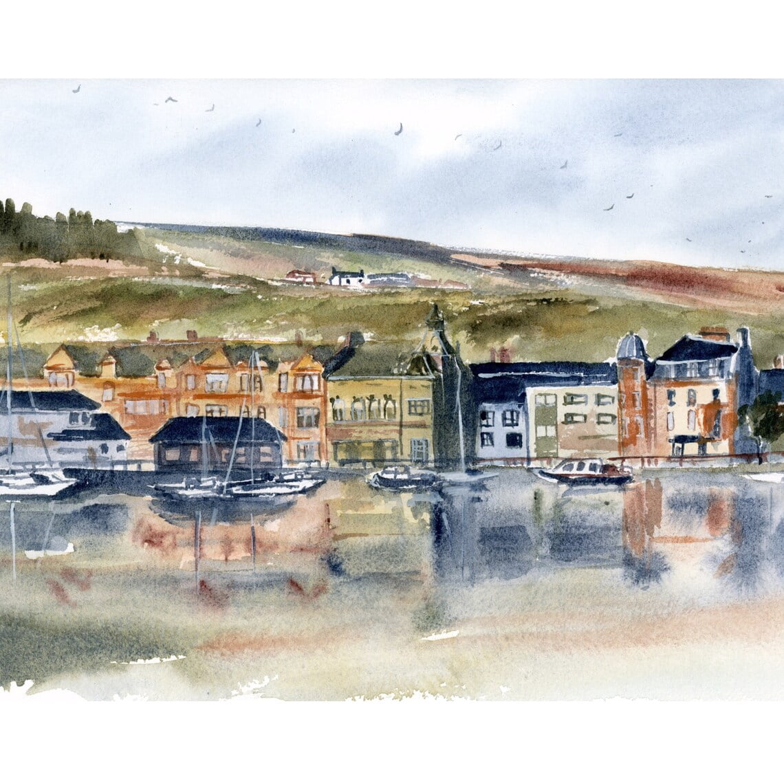 Modroom Scotland Painting Town Lake Fine Art Print Scottish Landscape ...