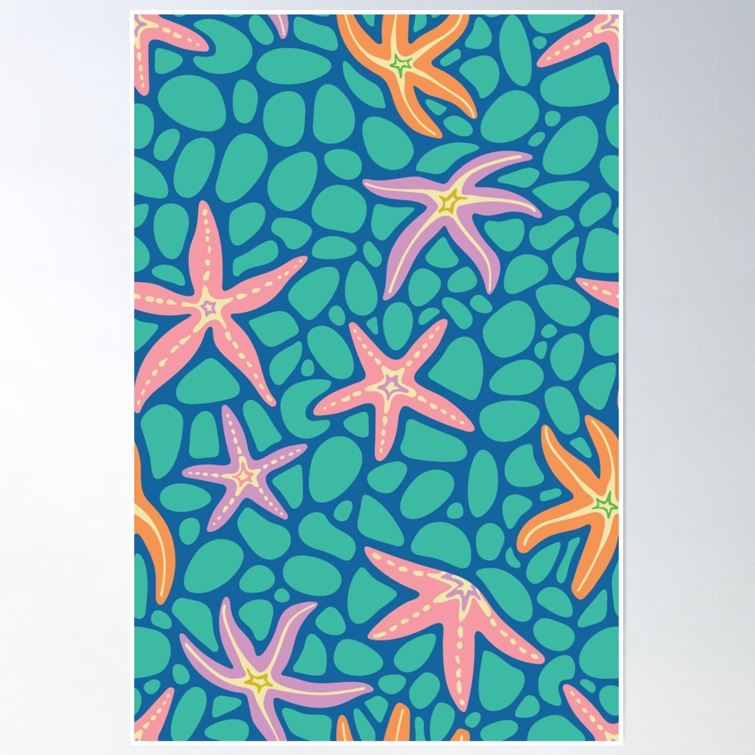 Modroom Sea Stars Coastal Beach Ocean Starfish Pebbles In Bright Summer ...