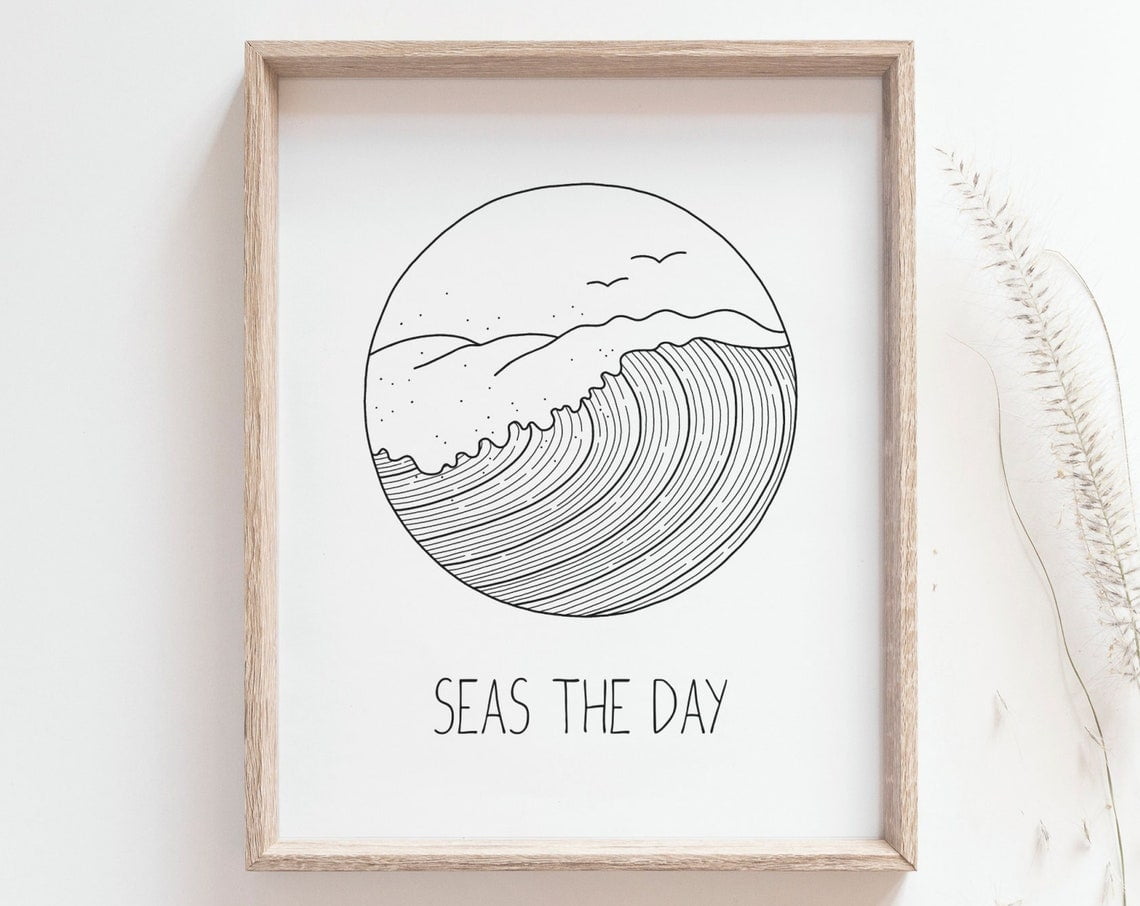 Modroom Seas The Day Print - Wave Poster, Surf Art, Inspirational ...