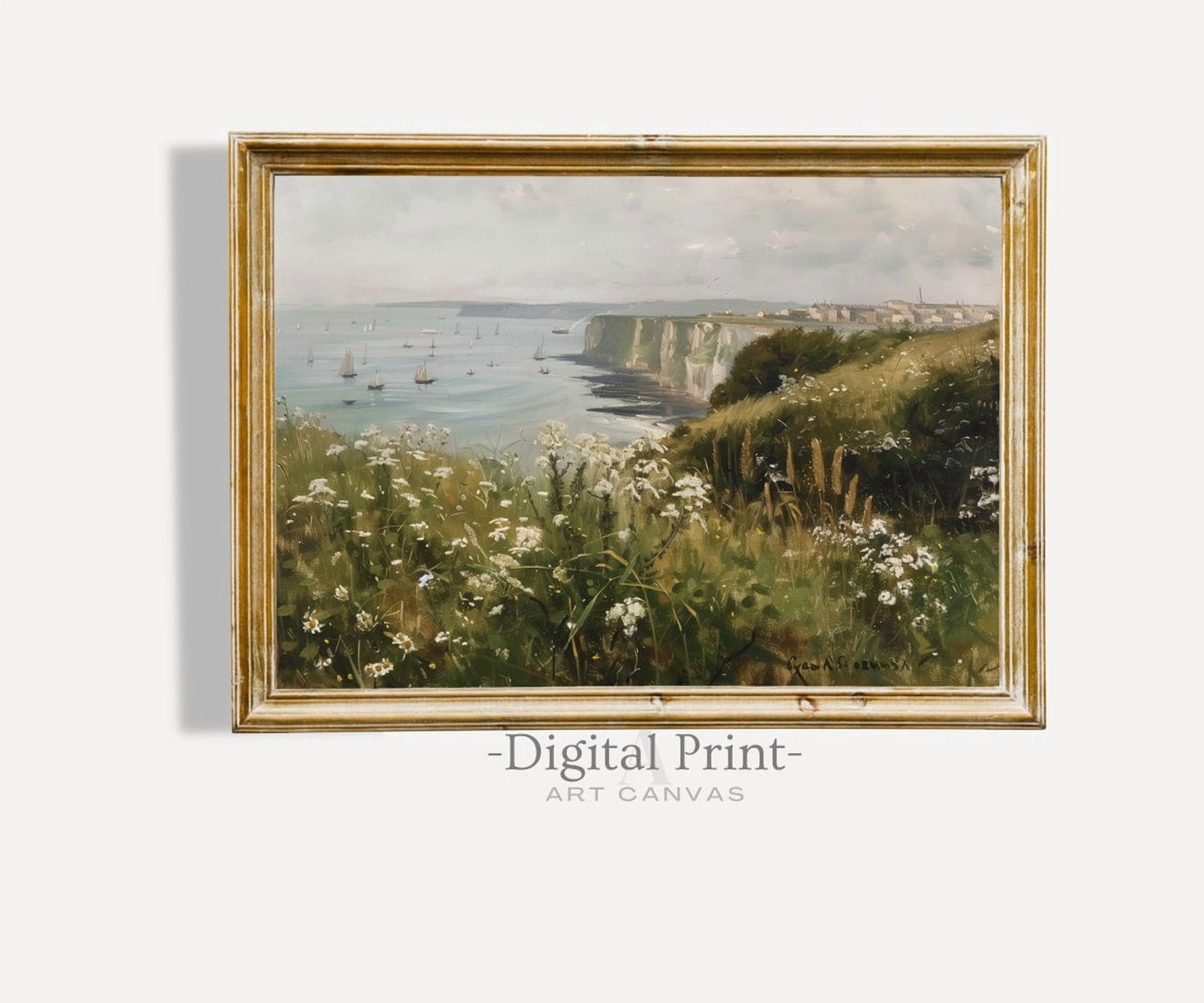 Modroom Seaside Landscape Painting I Vintage Ocean Painting I Nature ...