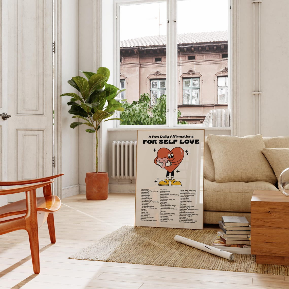 Modroom Self Love Daily Affirmations Poster, Retro Print, Positive ...