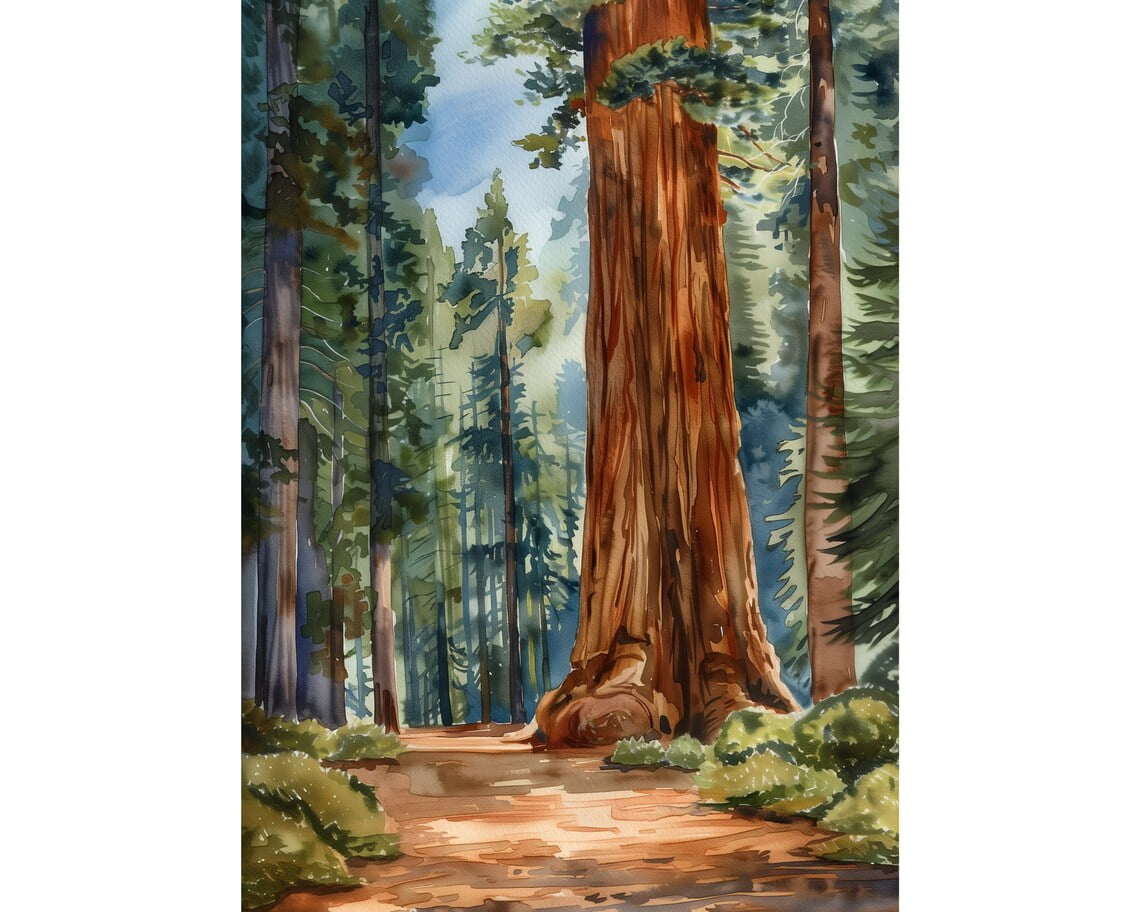 Modroom Sequoia Tree Painting California Forest Art Sequoia National ...