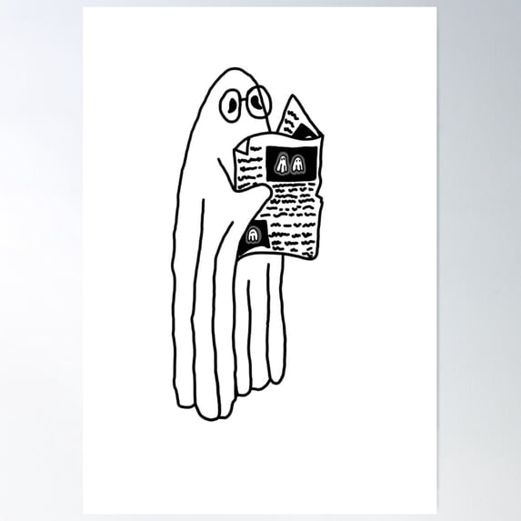 Modroom Sheet Ghost Reading A Newspaper Poster, Modern Decor, 12x18 ...