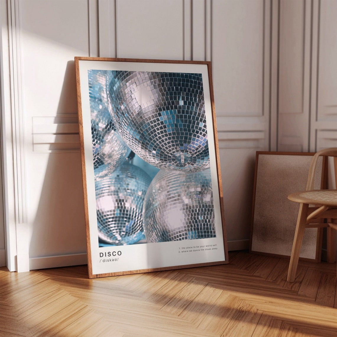 Modroom Shiny Disco Ball Print Silver Mirrorball Wall Art Trendy Disco ...