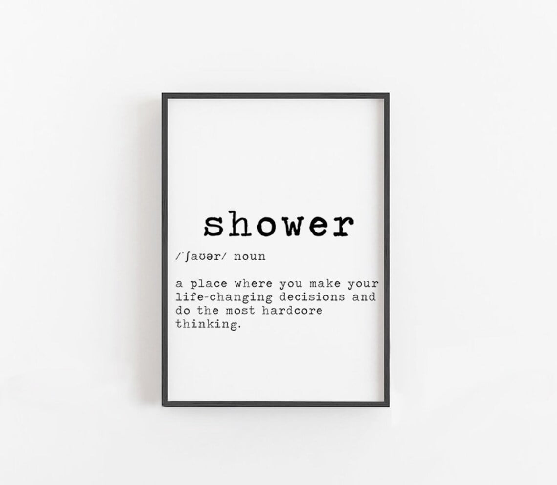 Modroom Shower Definition Poster – Bathroom Wall Art Print with ...