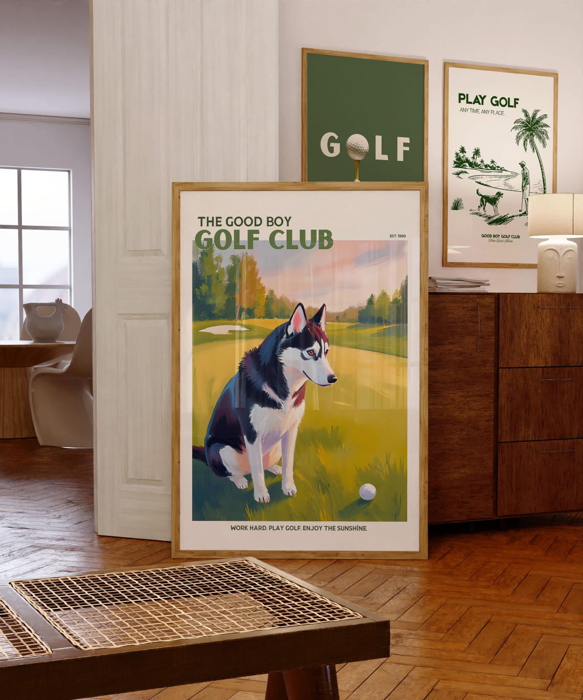 Modroom Siberian Husky Golf Art Print The Good Boy Golf Club, Dog Golf ...