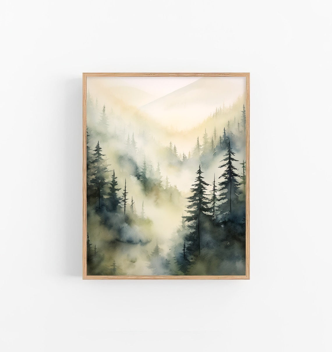 Modroom Sierra National Park Watercolor Painting Evergreen Trees Art ...