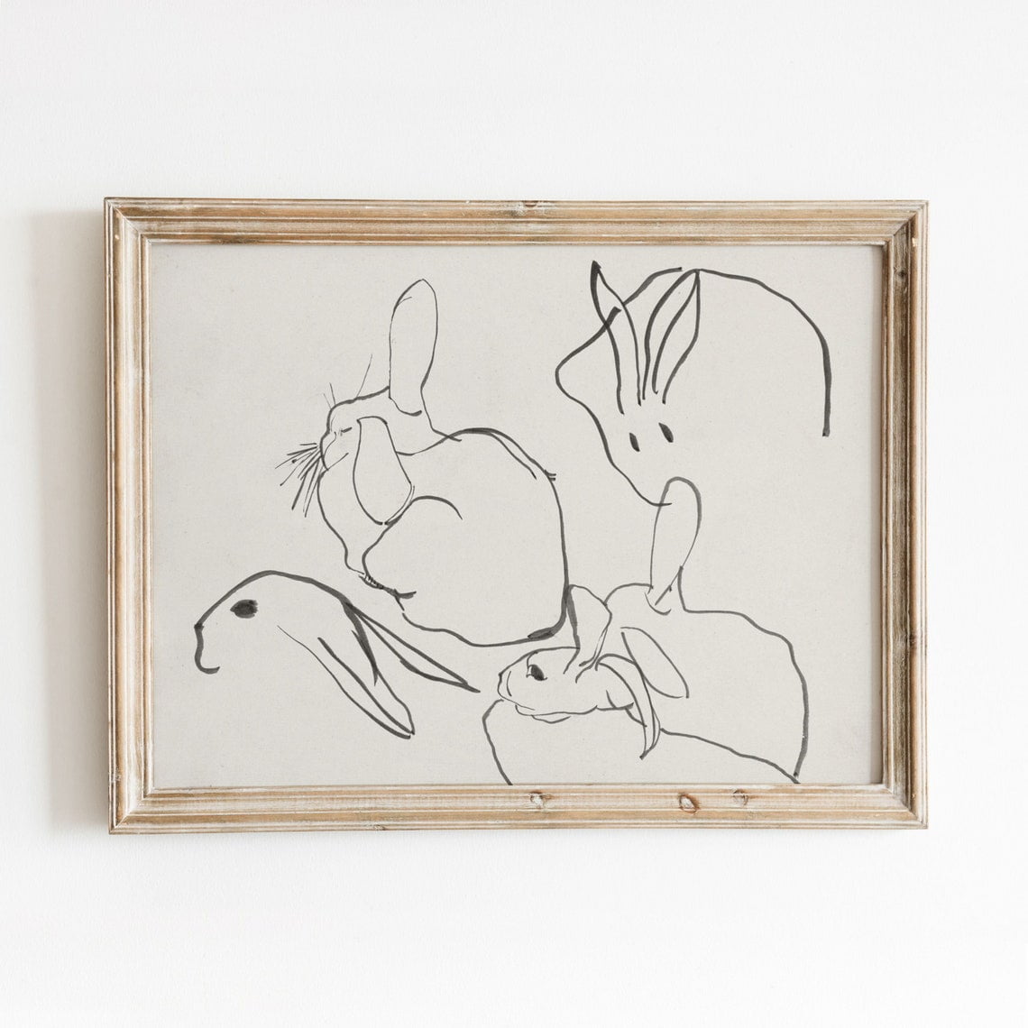 Modroom Sketch Of Rabbits | Vintage Animal Art | Bunny Nursery Art ...