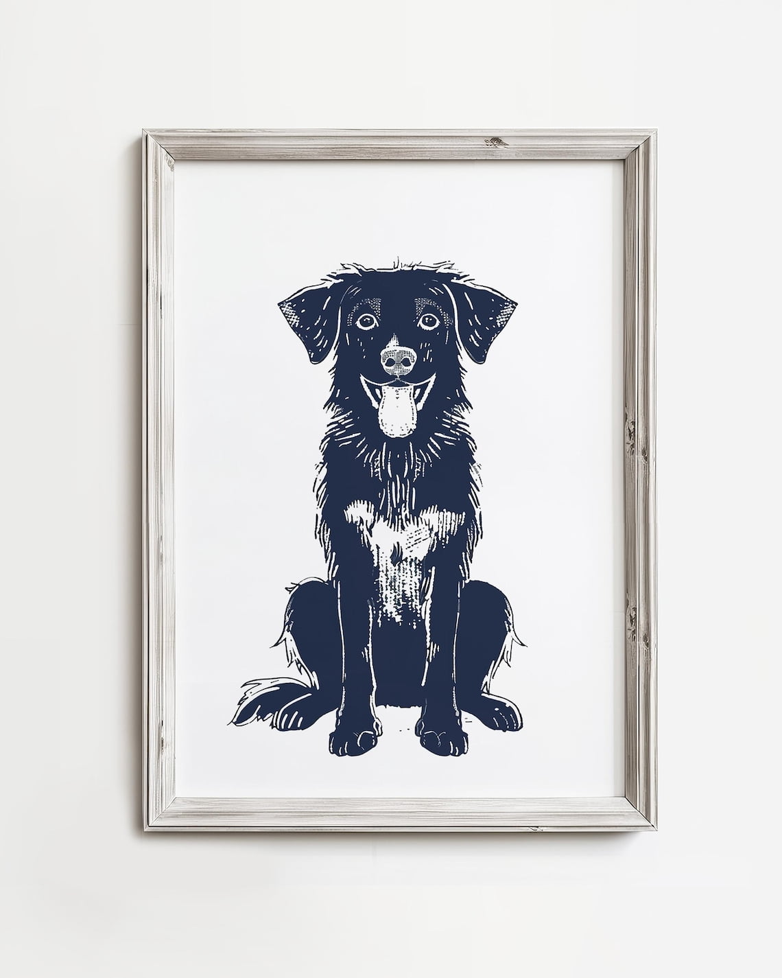 Modroom Smiling Mutt Sketch, Happy Coastal Dog Poster, Simplistic ...
