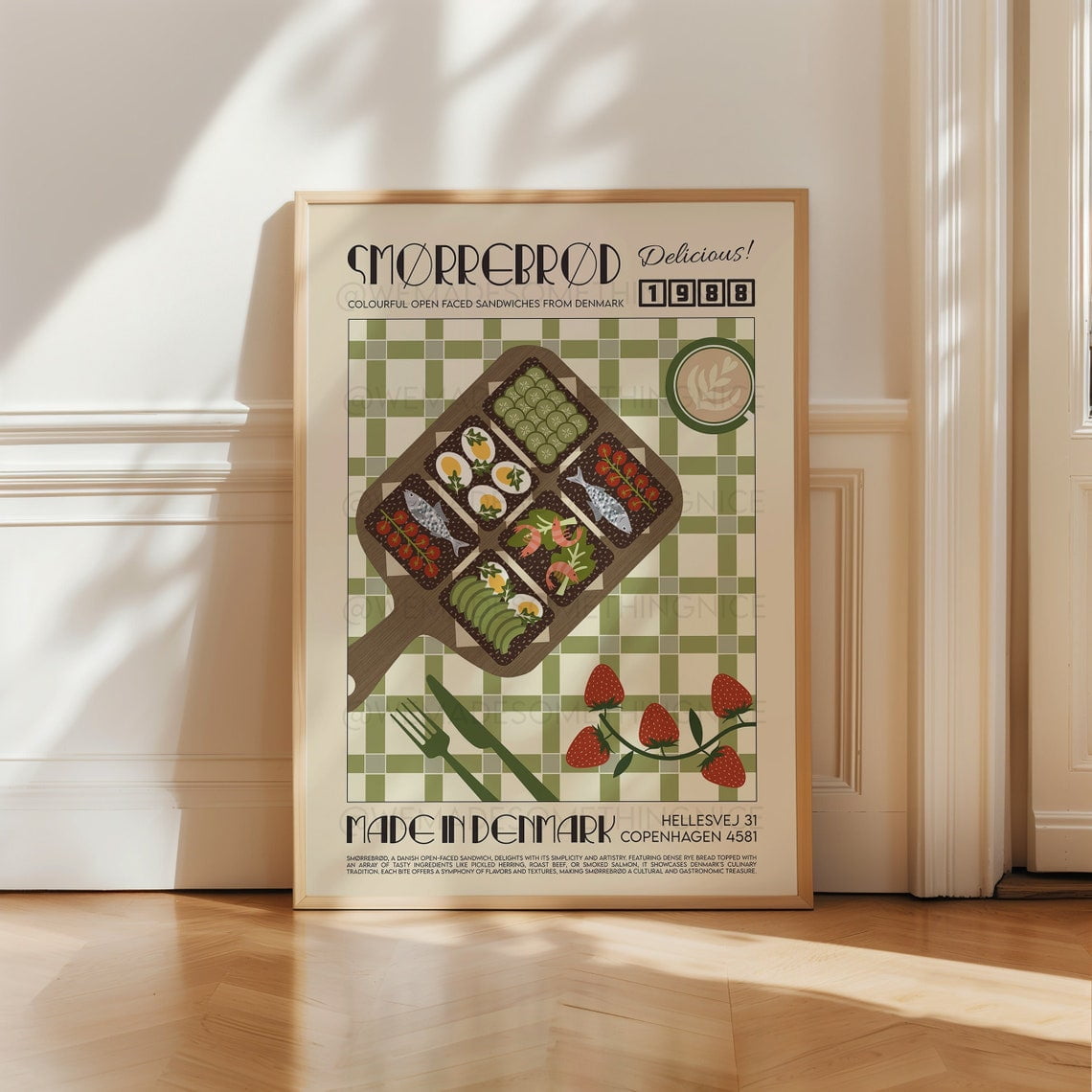 Modroom Smorrebrod Poster, Food Illustration, Retro Food Poster ...