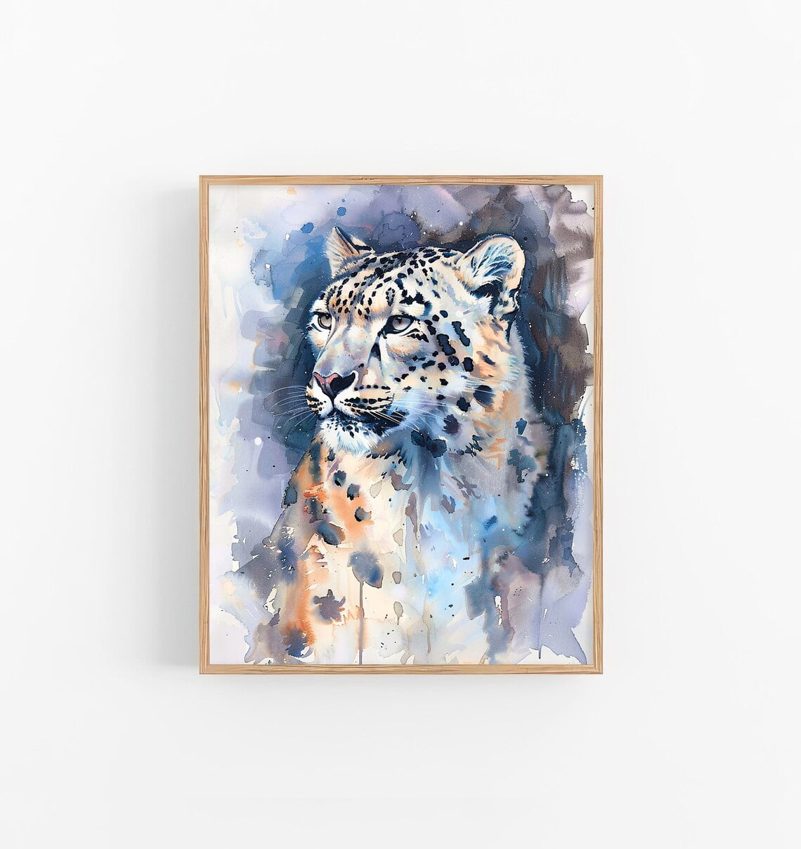 Modroom Snow Leopard Watercolor Art Print Animals Art Print Wild Cats ...