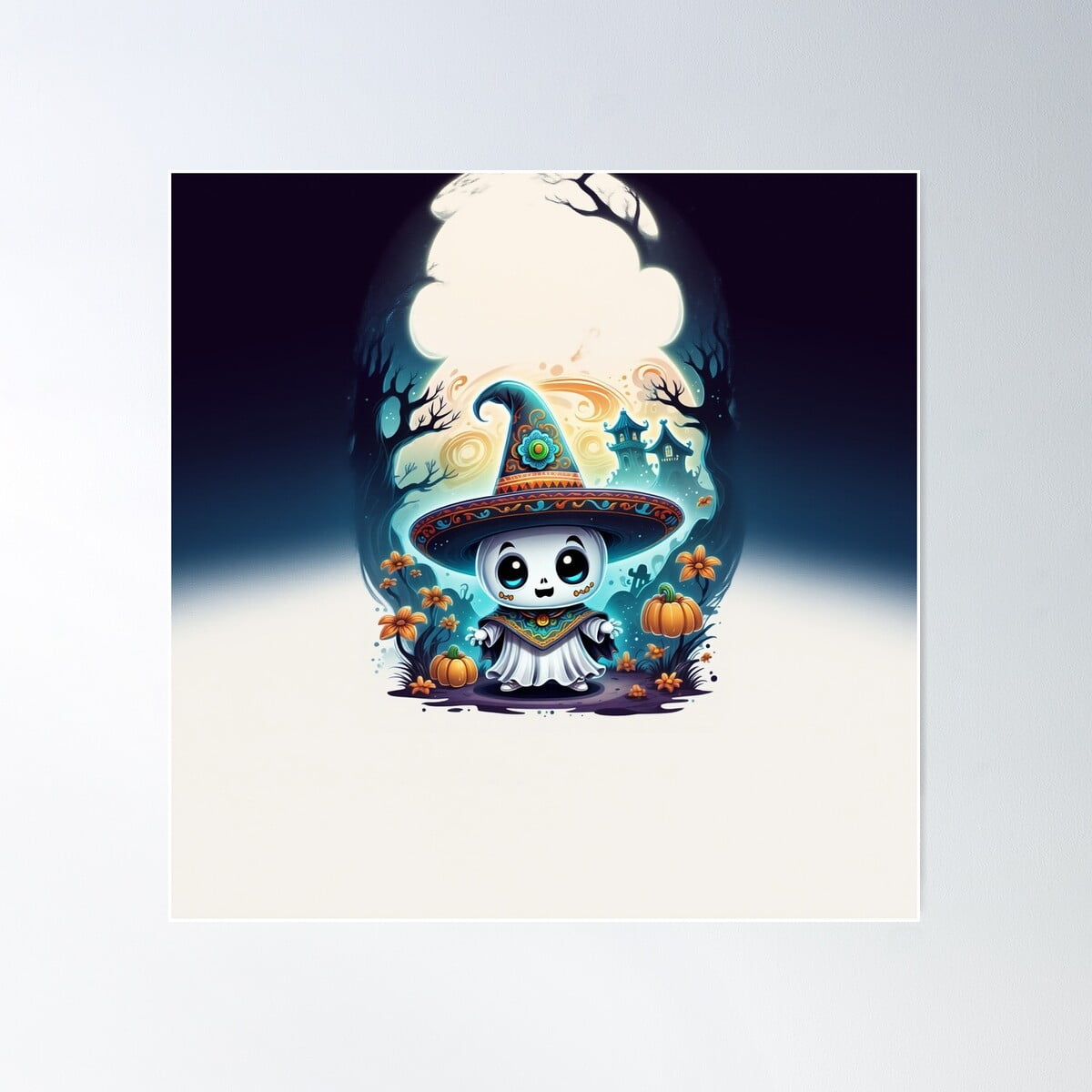 Modroom Sombrero Ghost Poster, Modern Decor, 16x16 UNFRAMED - Walmart.com