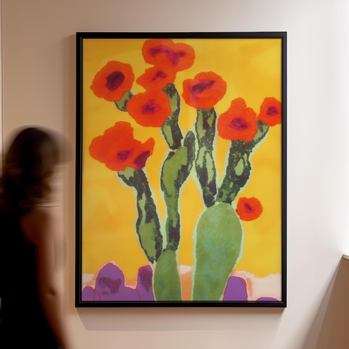 Modroom Southwest Cactus Wall Art, Desert Floral Print, Colorful Riso ...