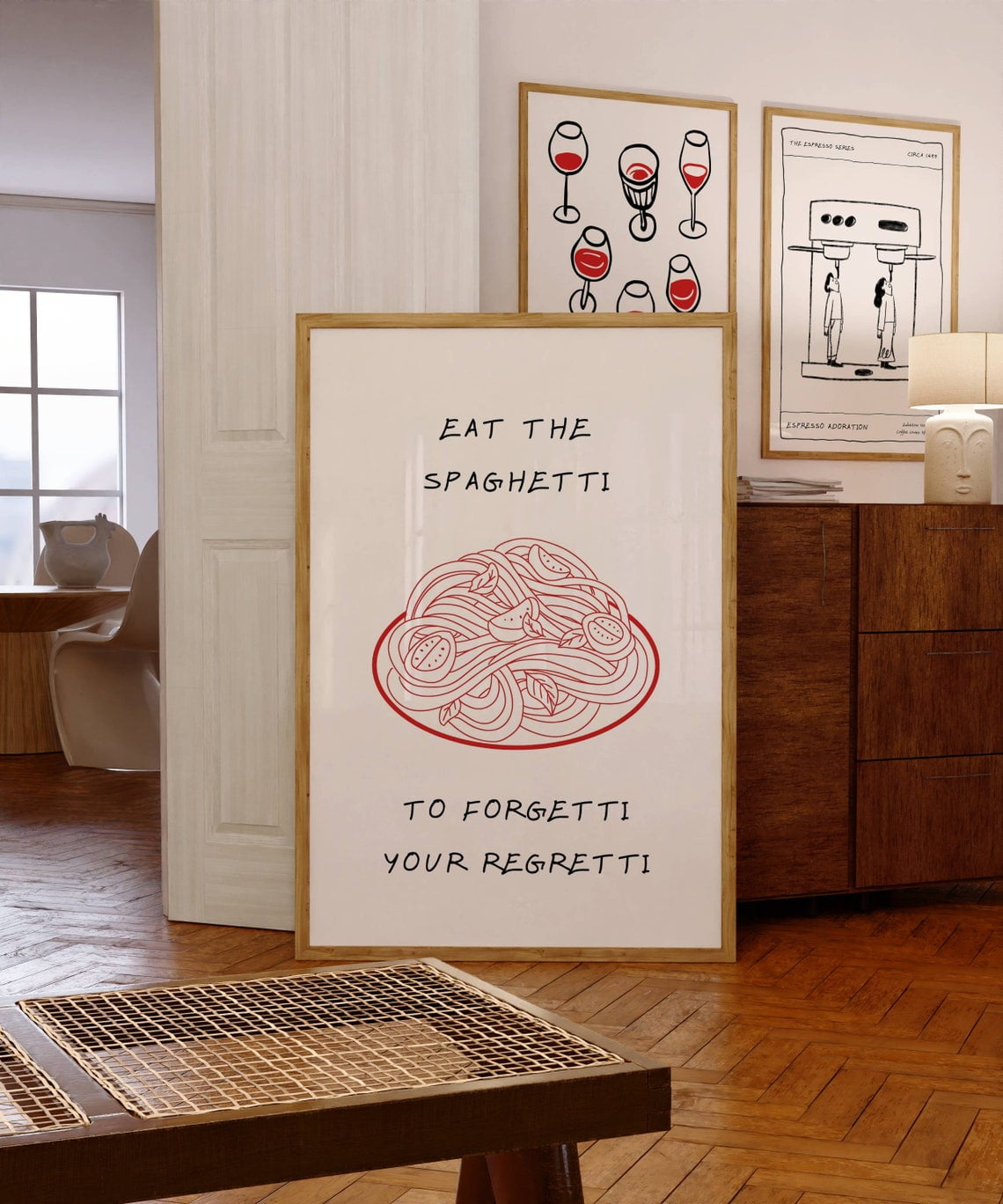 Modroom Spaghetti Forgetti Regretti Poster, Pasta Print, Italian Food ...