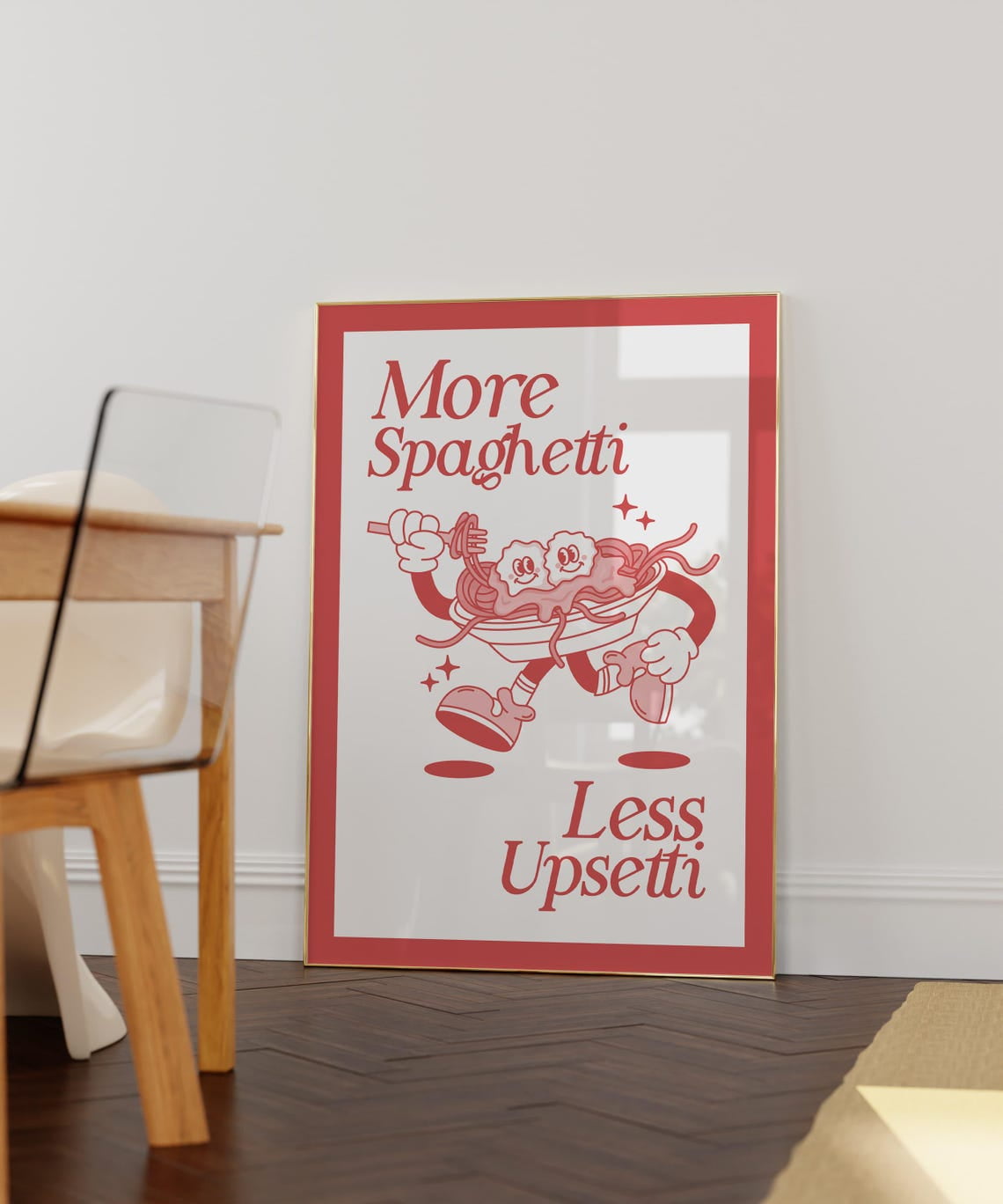 Modroom More Spaghetti Less Upsetti Print, Red Spaghetti Print, Kitchen ...