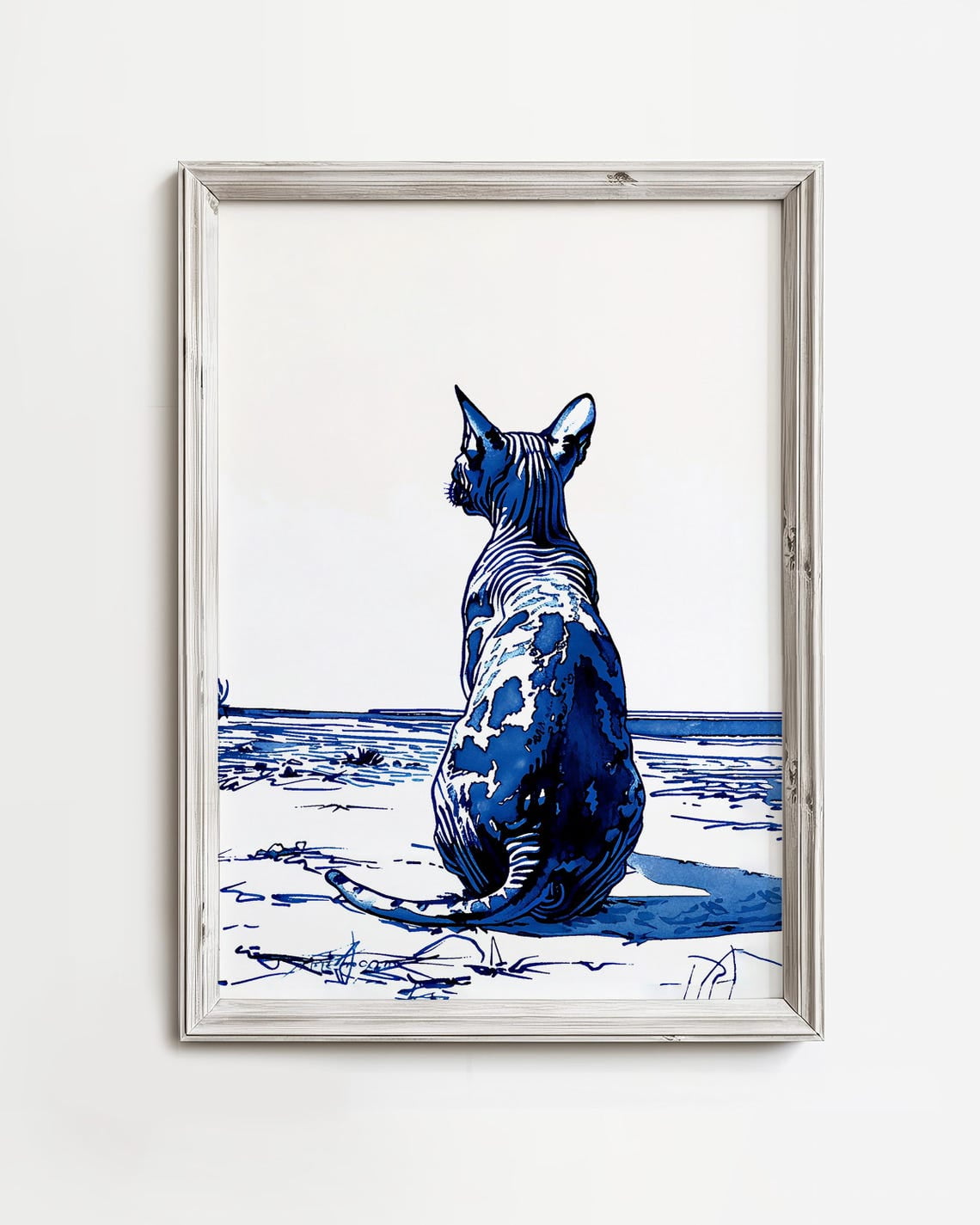 Modroom Sphynx Beach Cat, Beach Cat Art, Whimsical Fun Coastal Cats ...