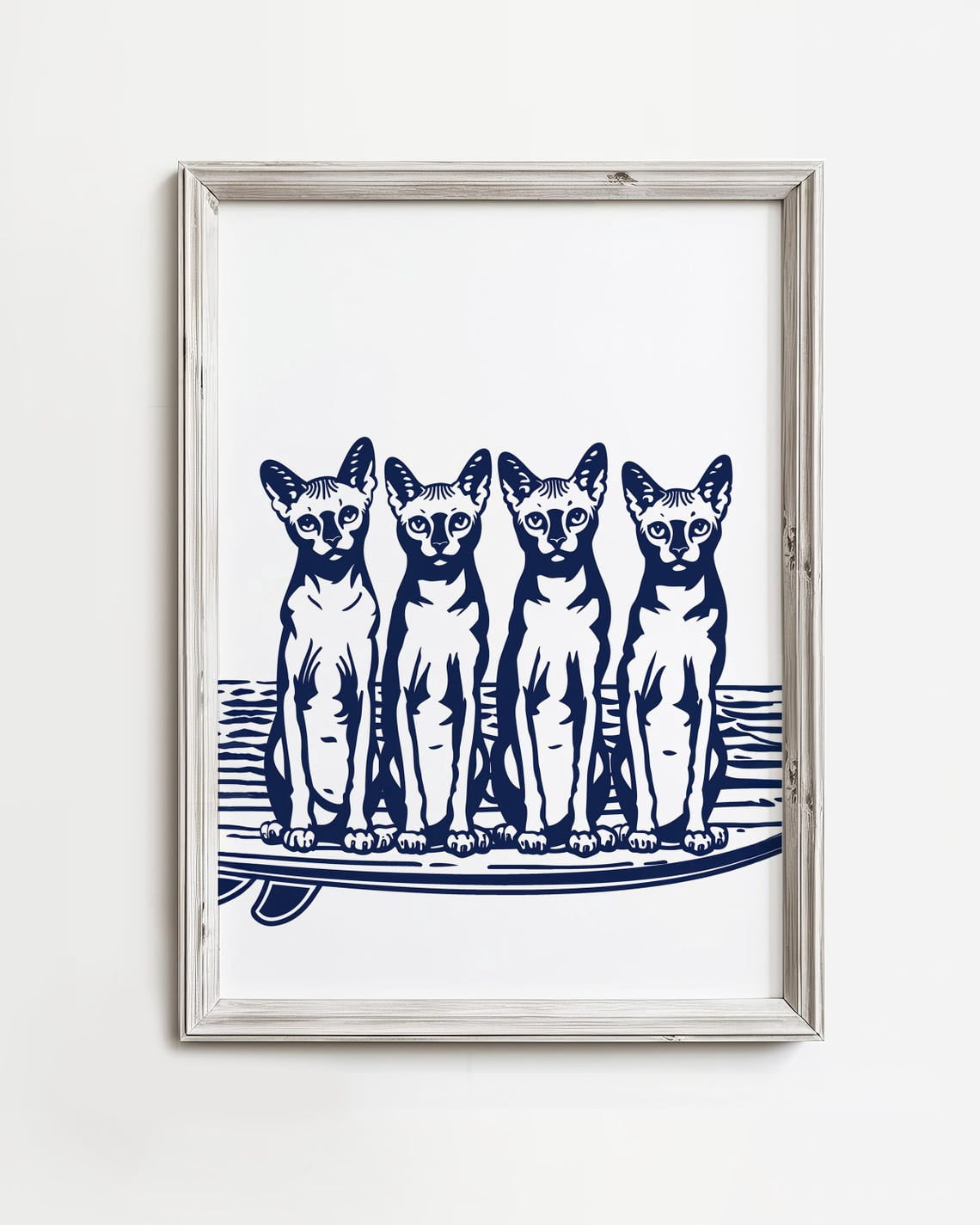 Modroom Sphynx Beach Cats, Beach Cat Art, Whimsical Fun Coastal Cats ...