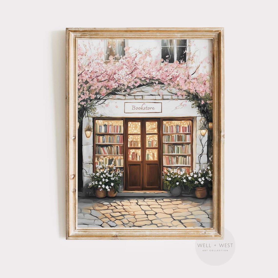 Modroom Spring Bookstore Poster, Cherry Blossom Flower, Vintage Light ...
