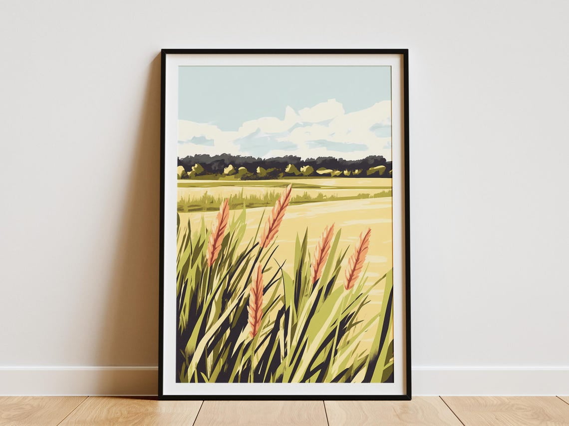 Modroom Springtime Pasture Poster Modern Grass Print Botanical Wall Art ...