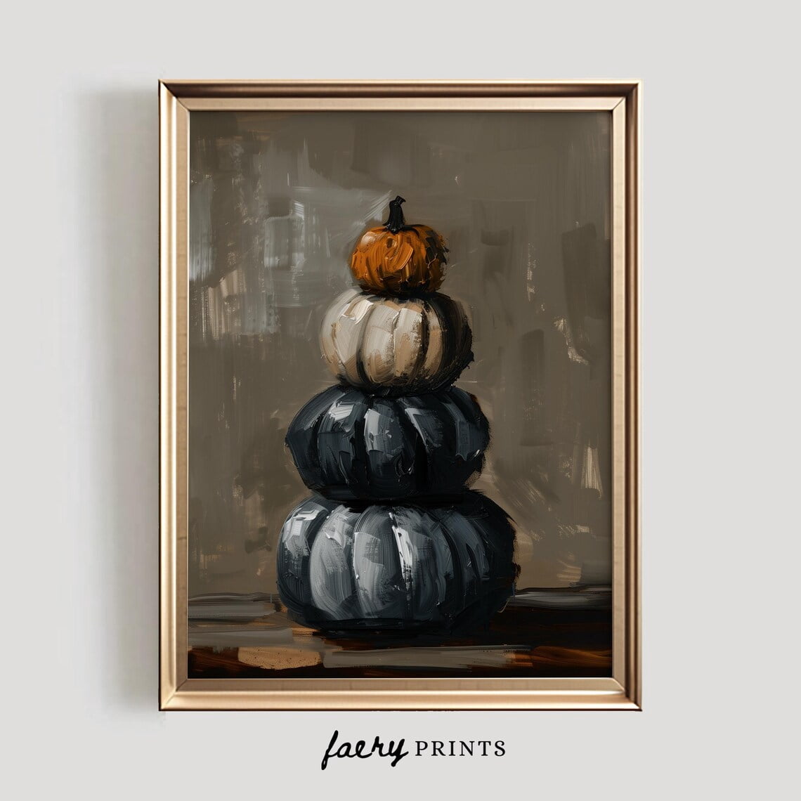 Modroom Stacked Pumpkins Print | Vintage Autumn Wall Art | Moody Fall ...