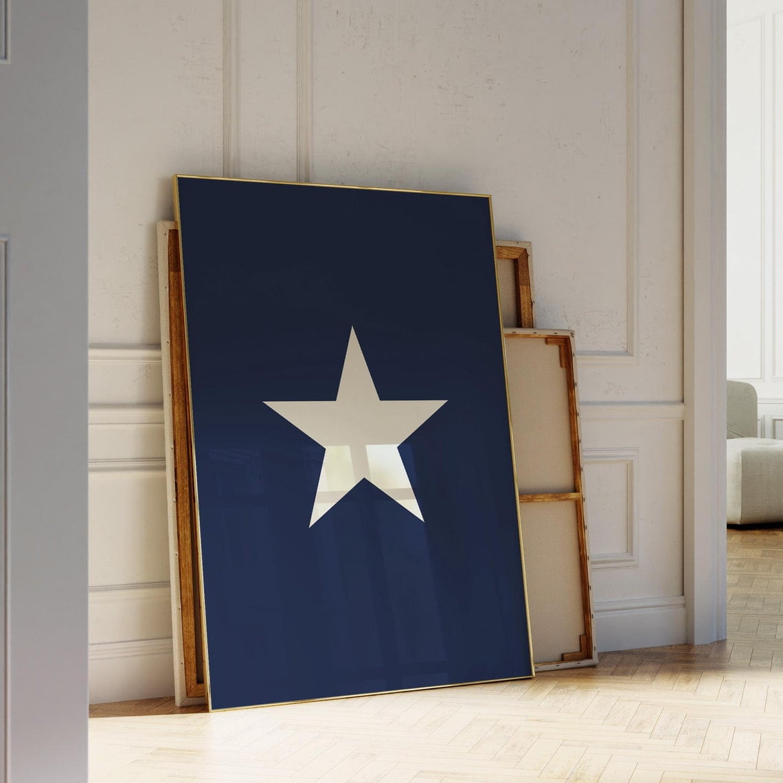 Modroom Star Poster, Navy Blue Star Print, 70S Wall Art Print ...
