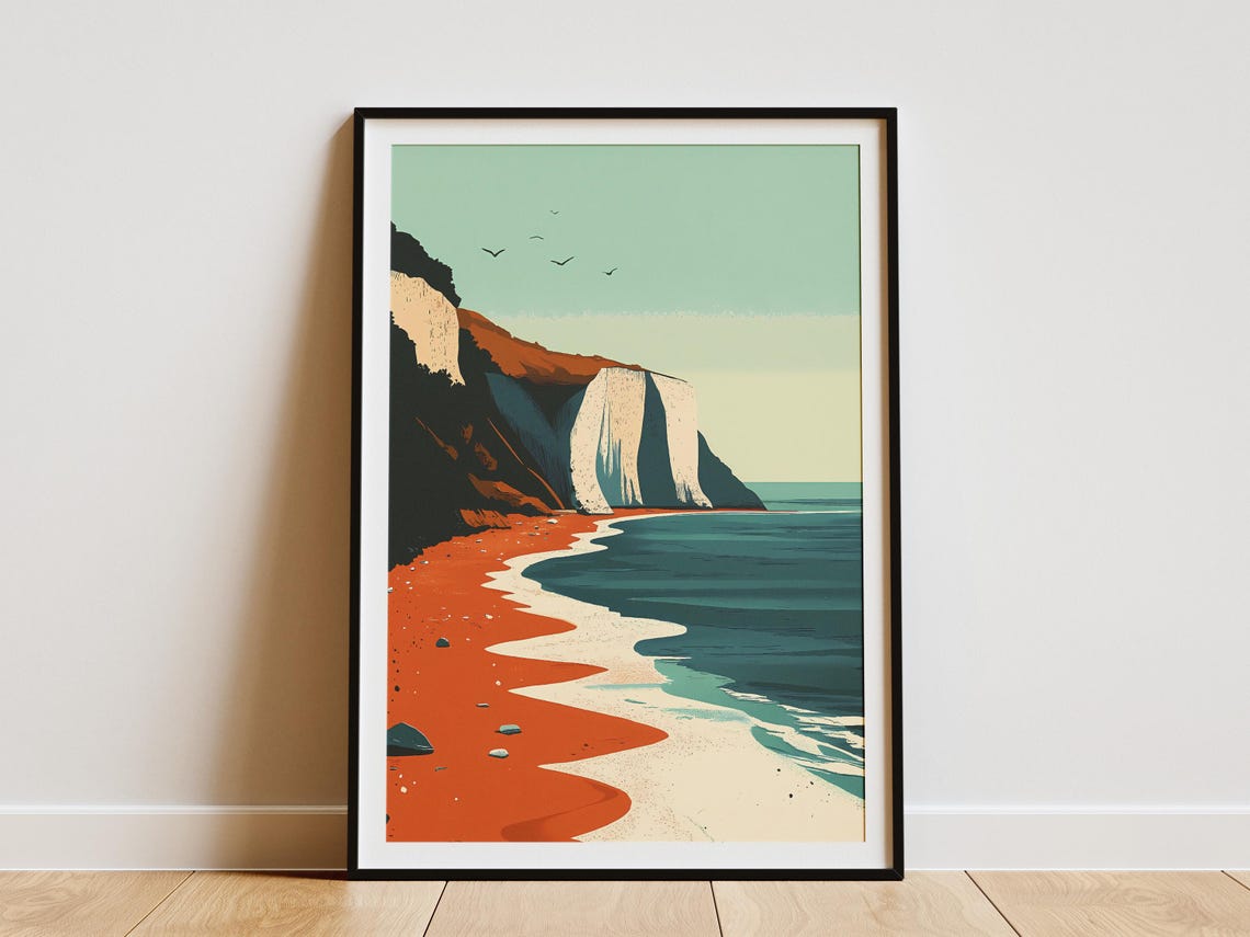 Modroom Stevns Klint Denmark Poster Scandinavian Coastal Art Print ...