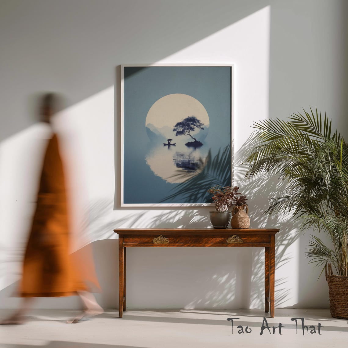 Modroom Still Water Reflection Poster Wall Art Zen Boat Lake Landscape ...