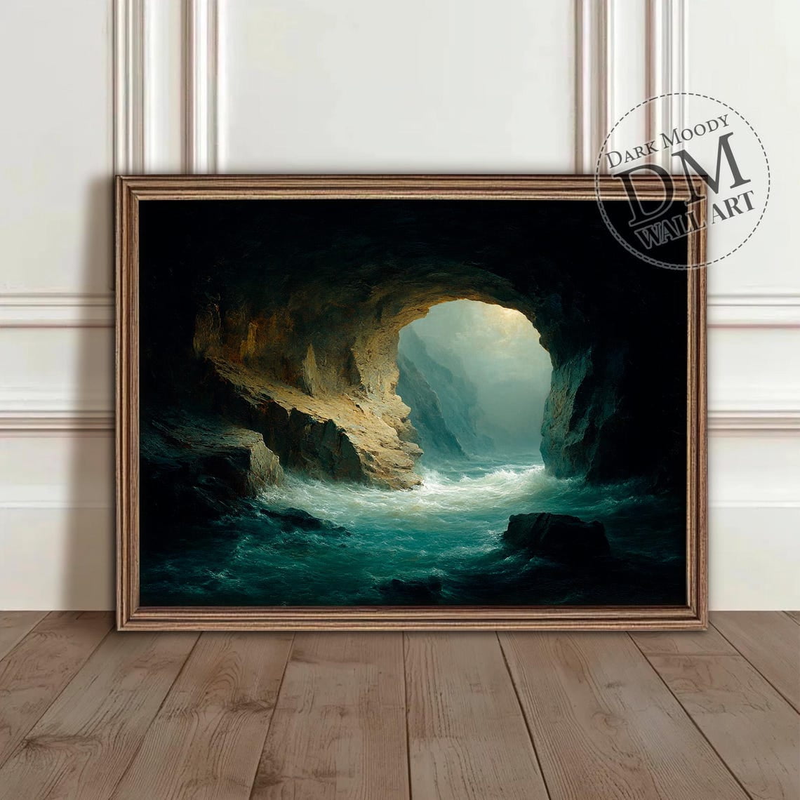 Modroom Storm Waves Crashing Inside Coastal Sea Cave, Dark Moody ...