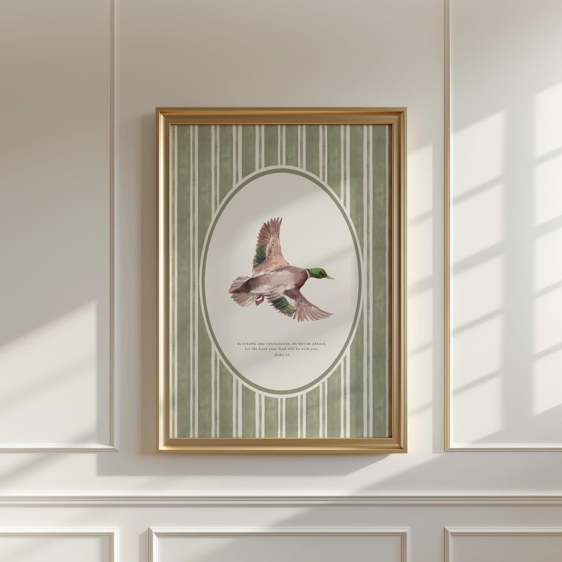 Modroom Be Strong And Courageous Bible Verse Wall Art Striped Vintage ...