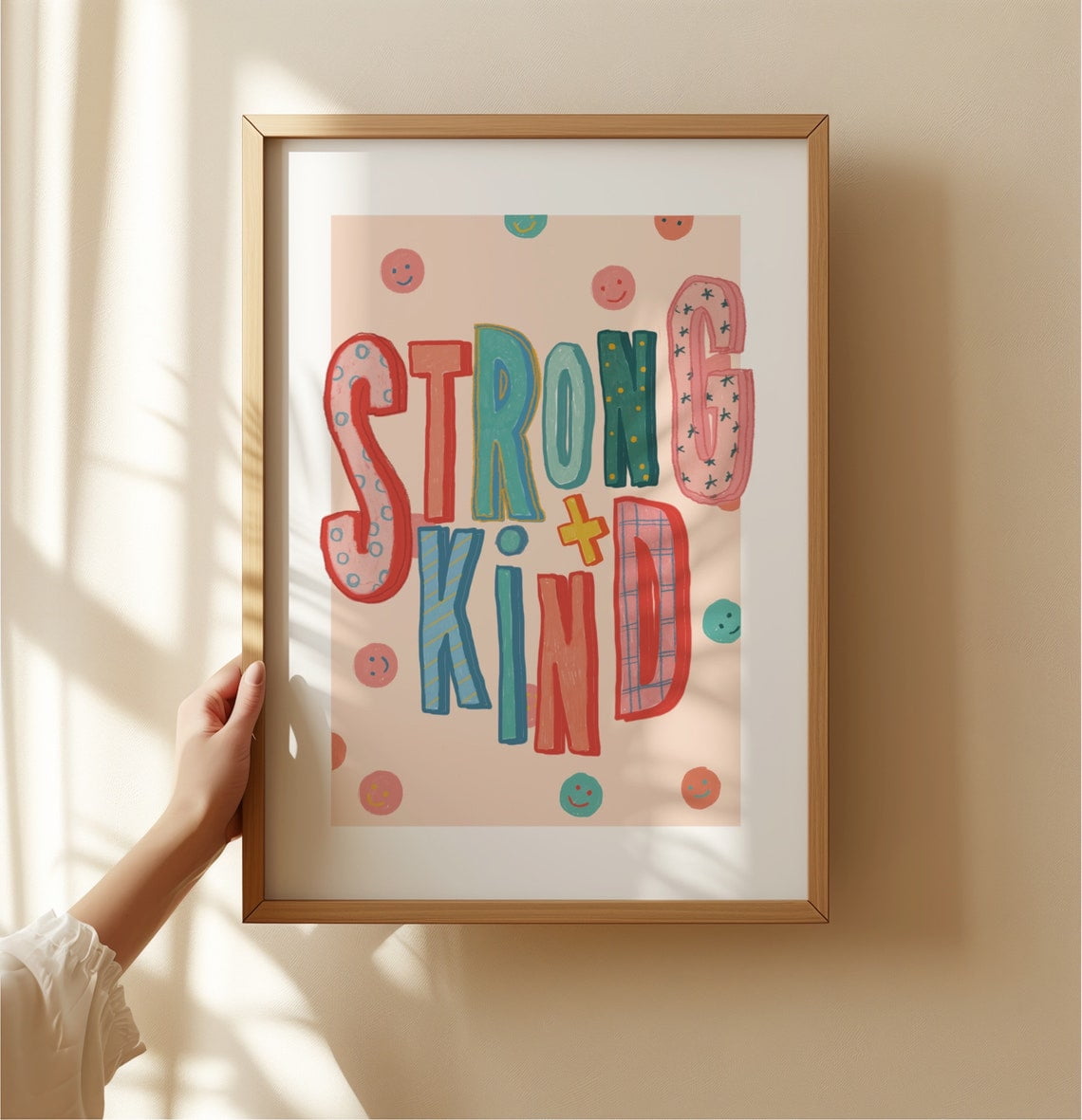 Modroom Strong and Kind Poster Kids Affirmation Wall Art Muted Color ...